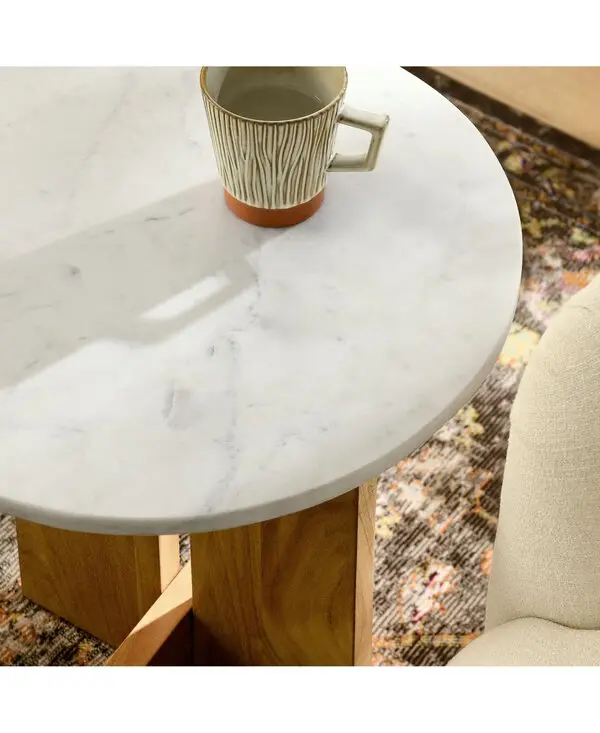 MODWAY Tarin Acacia Wood And Marble Side Table