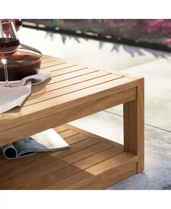 MODWAY Carlsbad Teak Wood Outdoor Patio Coffee Table