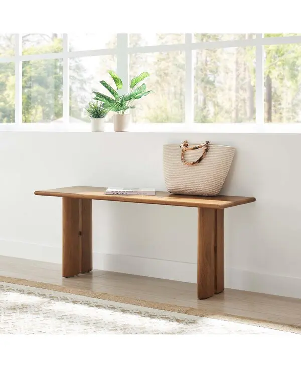 MODWAY Amistad 46" Wood Bench - Walnut