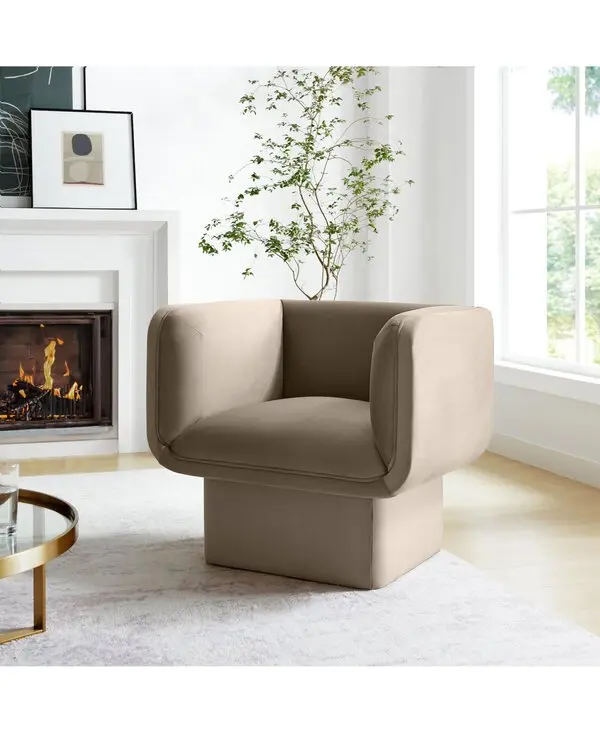 MODWAY Tate Performance Velvet Accent Chair - Taupe