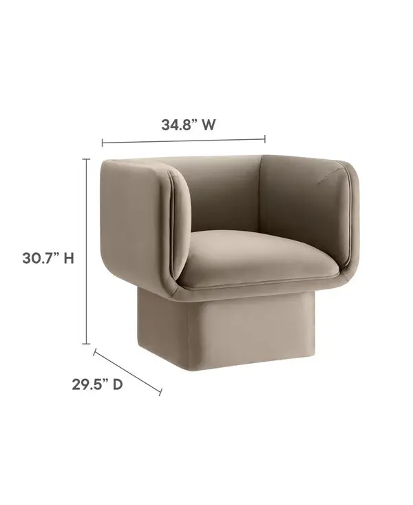 MODWAY Tate Performance Velvet Accent Chair - Taupe