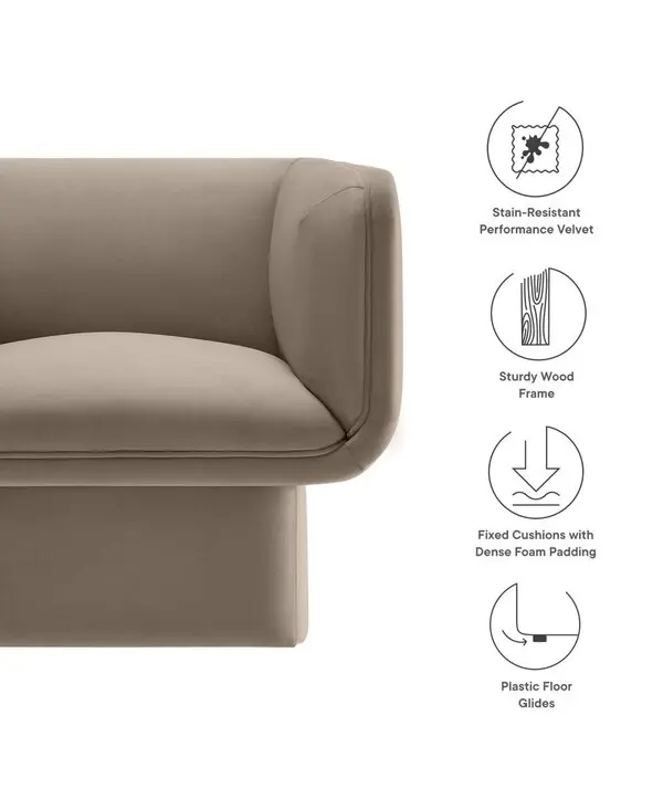 MODWAY Tate Performance Velvet Accent Chair - Taupe