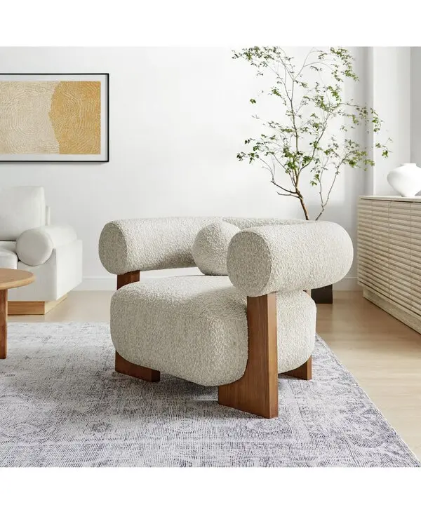 MODWAY Jace Boucle Accent Chair - Pearl