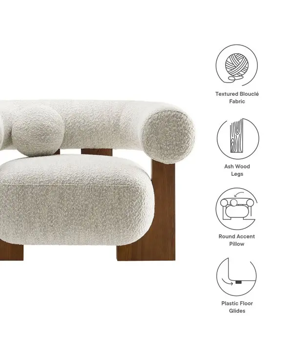 MODWAY Jace Boucle Accent Chair - Pearl