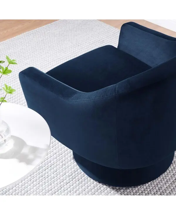 MODWAY Astral Performance Velvet Fabric And Wood Swivel Chair