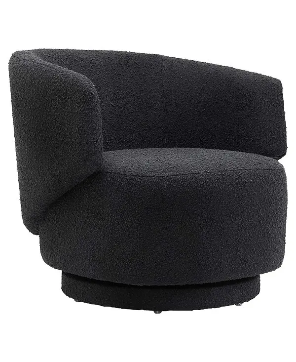 MODWAY Celestia Boucle Fabric Swivel Chair - Black