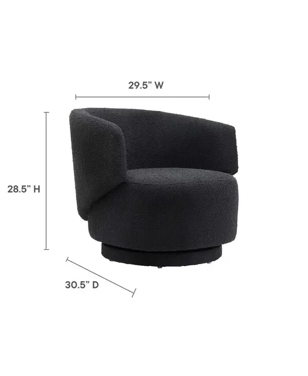 MODWAY Celestia Boucle Fabric Swivel Chair - Black
