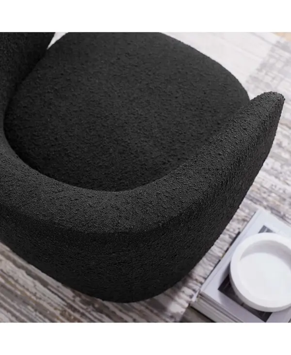 MODWAY Celestia Boucle Fabric Swivel Chair - Black