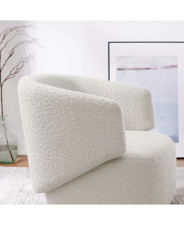 MODWAY Celestia Boucle Fabric Swivel Chair - Ivory