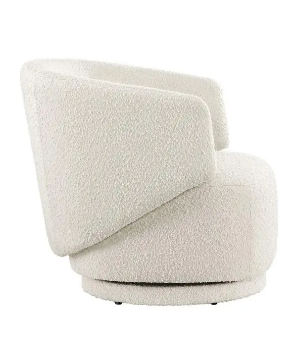 MODWAY Celestia Boucle Fabric Swivel Chair - Ivory