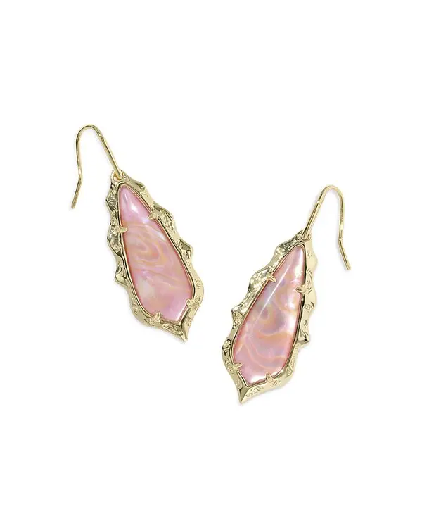 Kendra Scott Adriana Scallop Frame Drop Earrings - Gold Light Pink