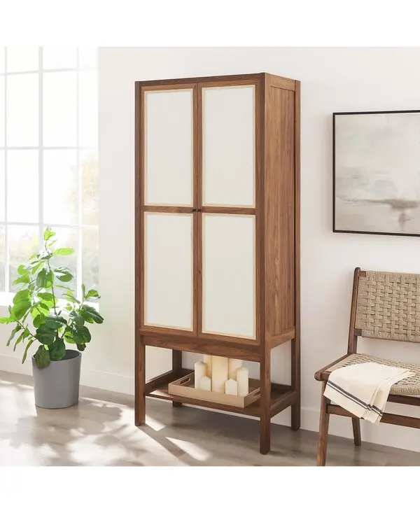 MODWAY Capri Tall Wood Grain Standing Storage Cabinet