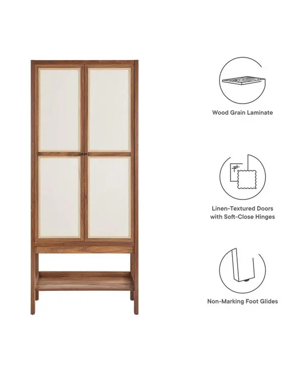 MODWAY Capri Tall Wood Grain Standing Storage Cabinet