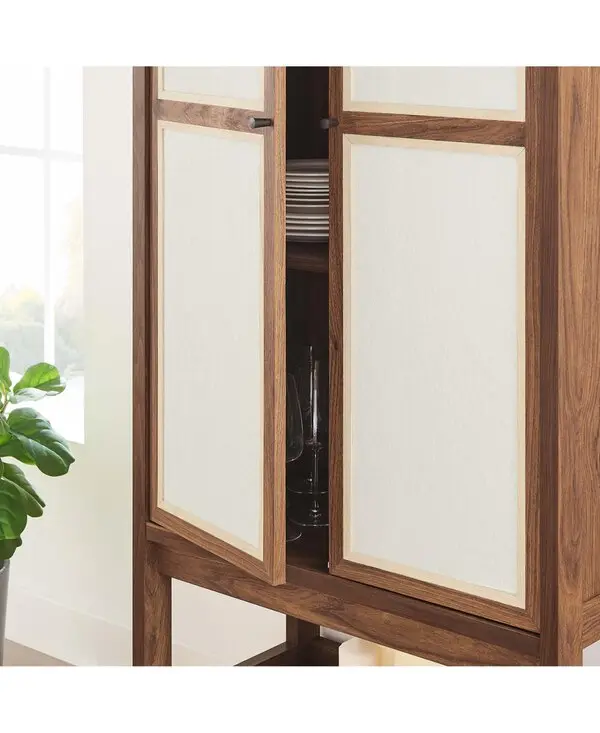 MODWAY Capri Tall Wood Grain Standing Storage Cabinet
