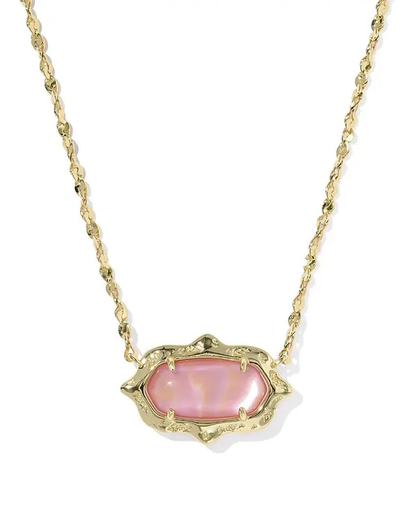 Kendra Scott Elisa Scallop Frame Short Pendant Necklace - Gold Light Pink