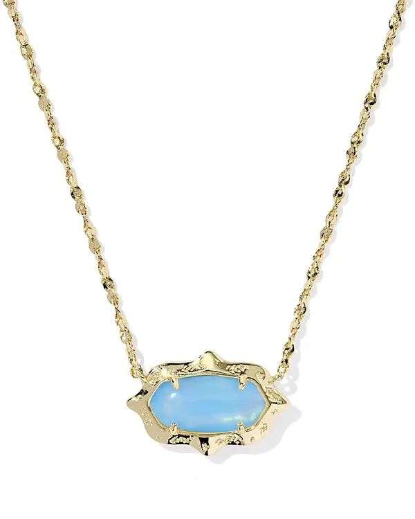 Kendra Scott Elisa Scallop Frame Short Pendant Necklace - Gold Sky Blue