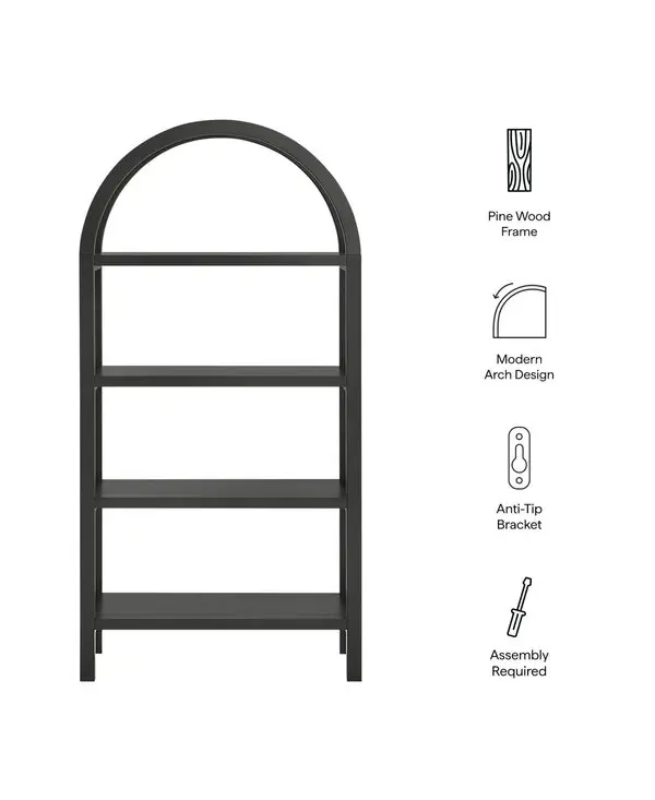 MODWAY Vexley 60 Inch Arched Bookshelf