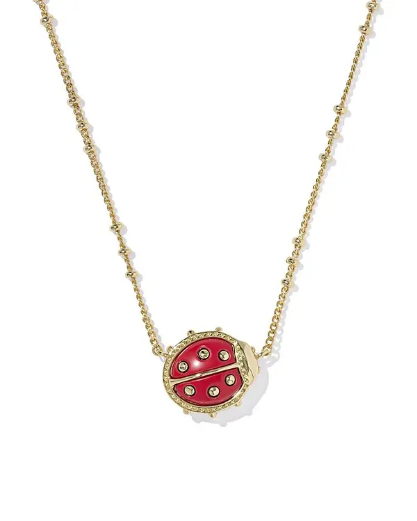 Kendra Scott Ladybug Short Pendant Necklace, 16 - Gold Red V