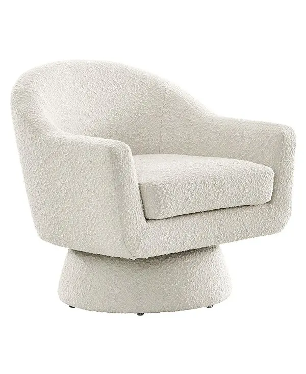 MODWAY Astral Boucle Fabric Swivel Chair - Ivory