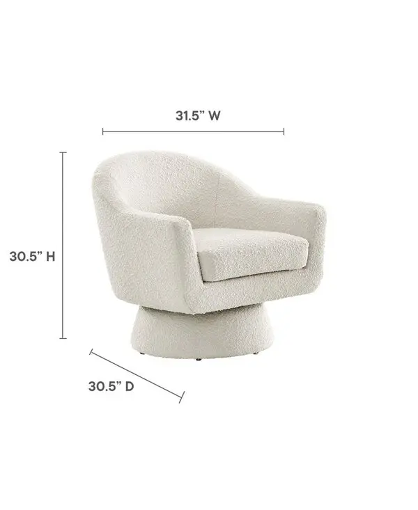 MODWAY Astral Boucle Fabric Swivel Chair - Ivory