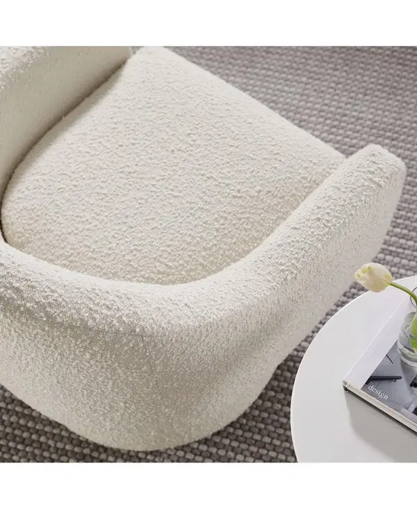MODWAY Astral Boucle Fabric Swivel Chair - Ivory