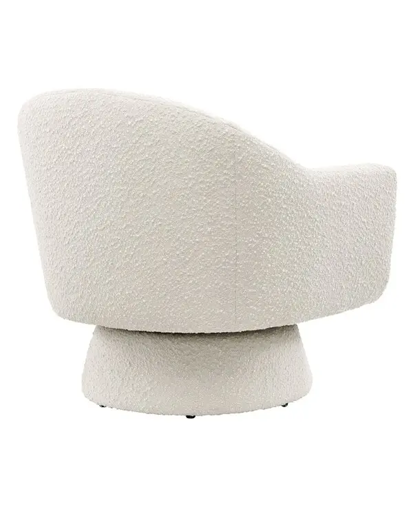 MODWAY Astral Boucle Fabric Swivel Chair - Ivory