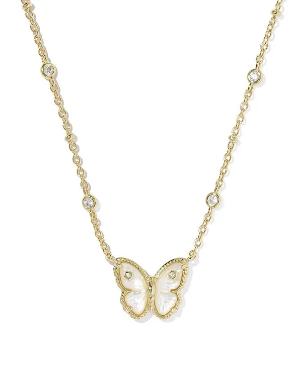 Kendra Scott Cailey Butterfly Short Pendant Necklace, 19 - Gold Ivory