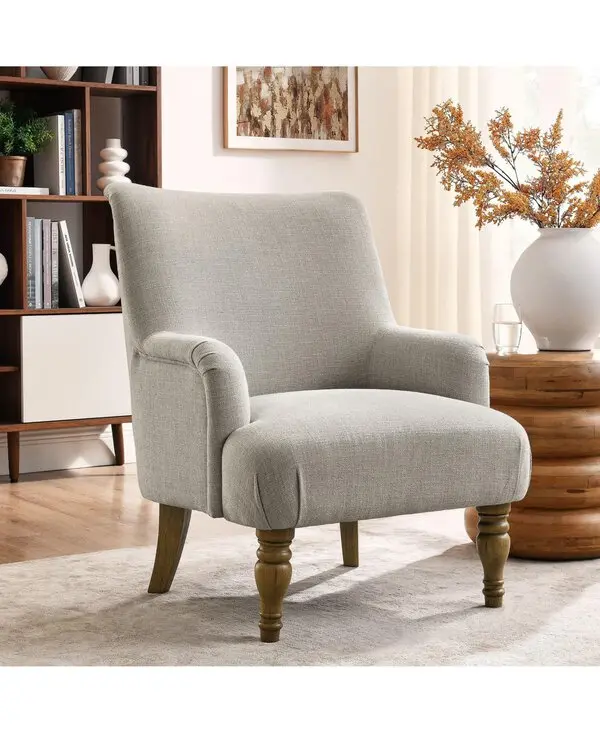 MODWAY Ellington Fabric Upholstered Accent Armchair - Linen