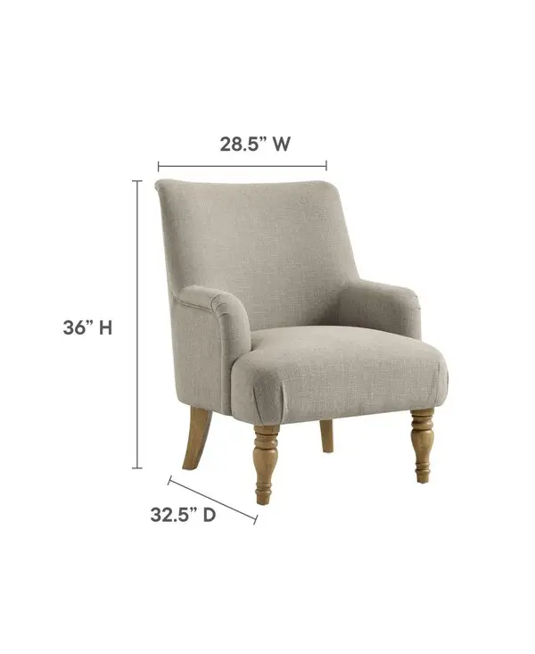 MODWAY Ellington Fabric Upholstered Accent Armchair - Linen