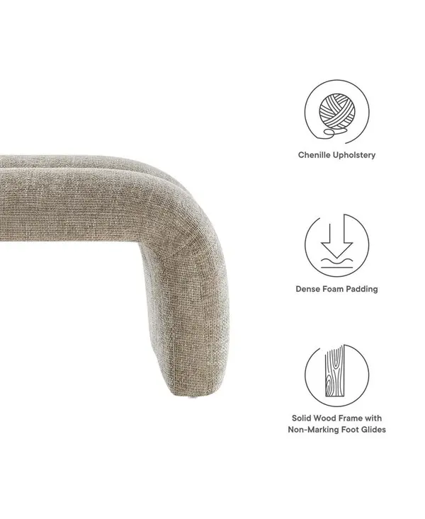 MODWAY Dax 50.5" Chenille Upholstered Accent Bench - Khaki