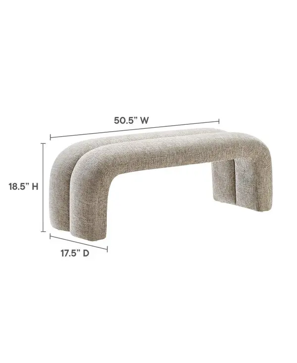 MODWAY Dax 50.5" Chenille Upholstered Accent Bench - Khaki