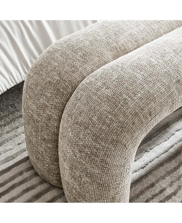 MODWAY Dax 50.5" Chenille Upholstered Accent Bench - Khaki