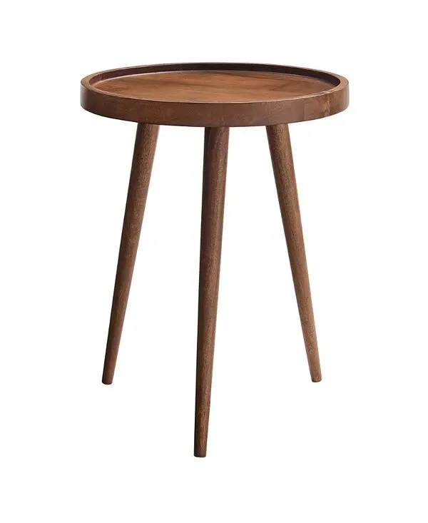 MODWAY Chiro Round Wood Side Table - Walnut