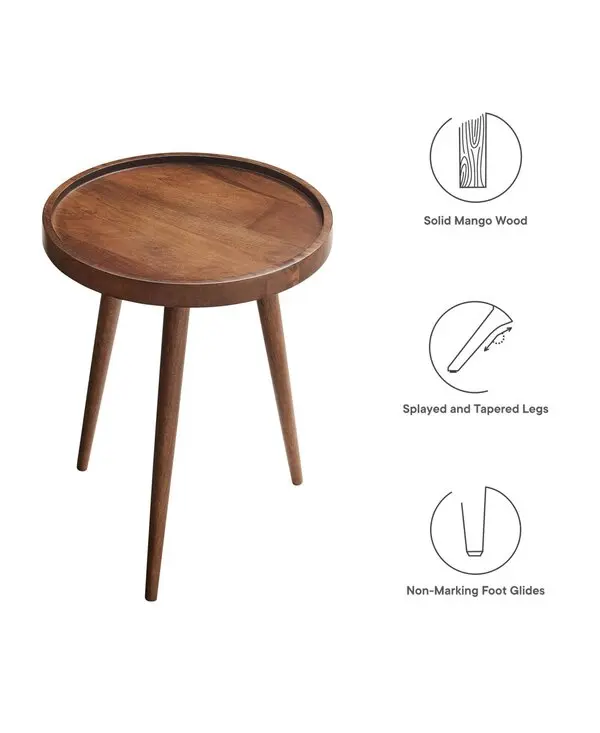 MODWAY Chiro Round Wood Side Table - Walnut