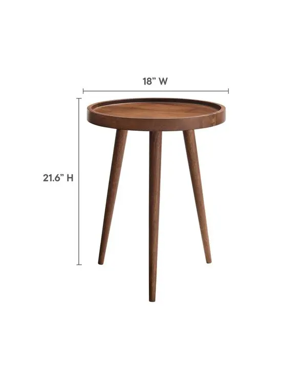 MODWAY Chiro Round Wood Side Table - Walnut