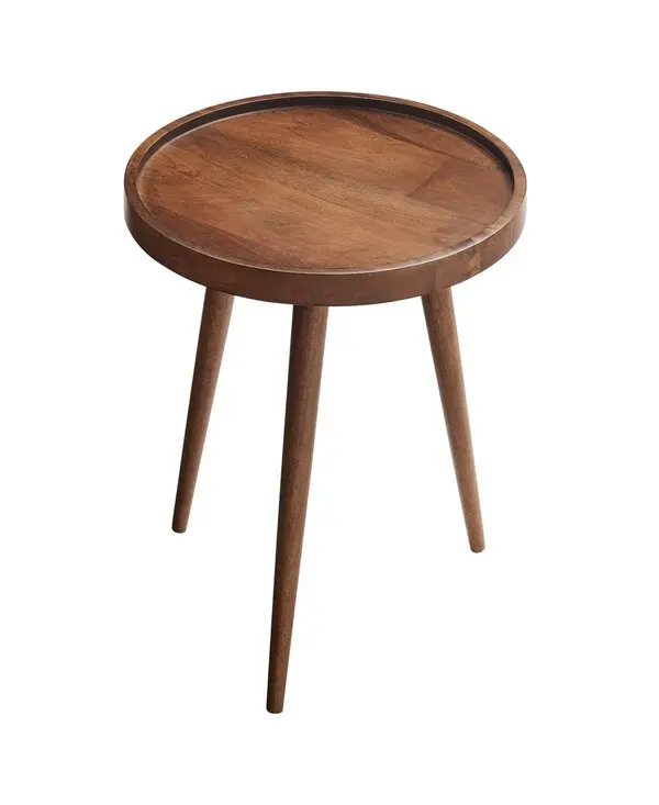 MODWAY Chiro Round Wood Side Table - Walnut