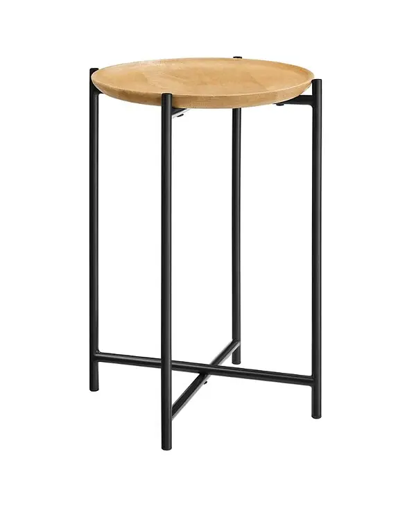 MODWAY Xilo Round Wood And Metal Side Table