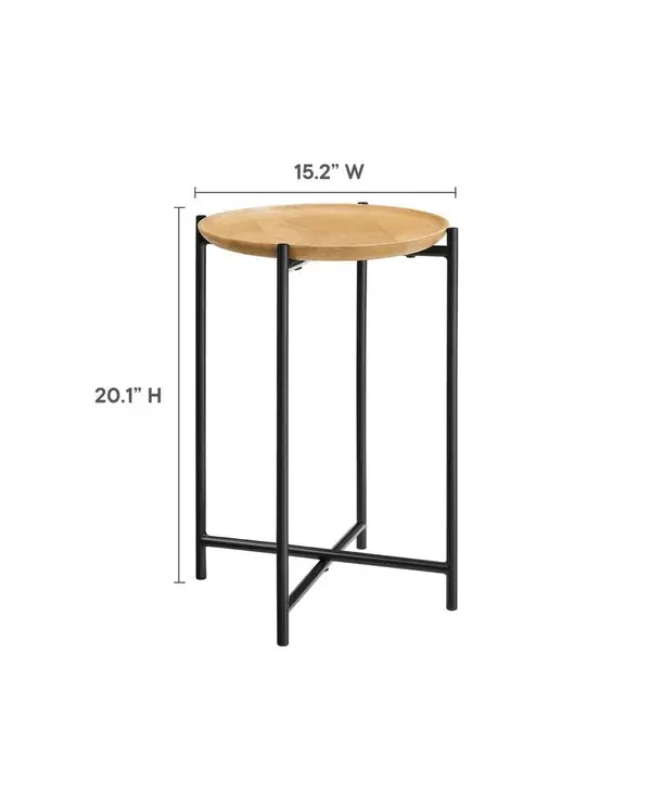 MODWAY Xilo Round Wood And Metal Side Table