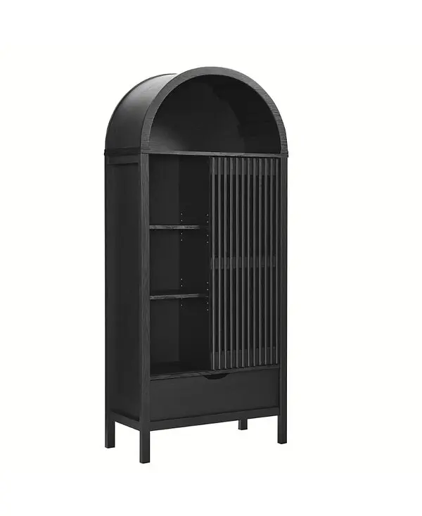 MODWAY Vaughn 71 Arched Storage Display Cabinet - Black