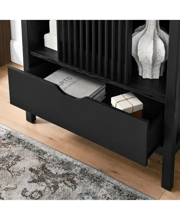 MODWAY Vaughn 71 Arched Storage Display Cabinet - Black