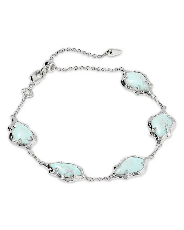 Kendra Scott Adriana Scallop Frame Chain Bracelet - Silver Sea Green Chrysocolla