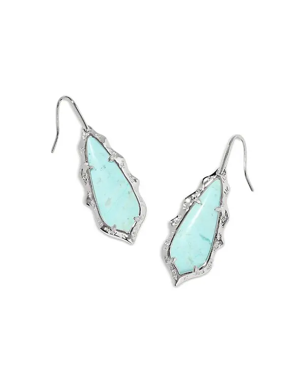 Kendra Scott Adriana Scallop Frame Drop Earrings - Silver Sea Green Chrysocolla