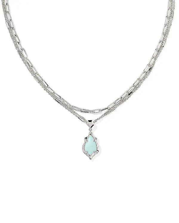 Kendra Scott Adriana Scallop Frame Multi Strand Necklace - Silver Sea Green Chrysocolla