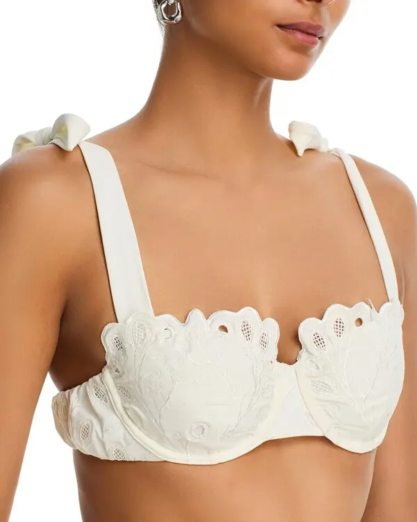 Simkhai Sofie Embroidered Bikini Top