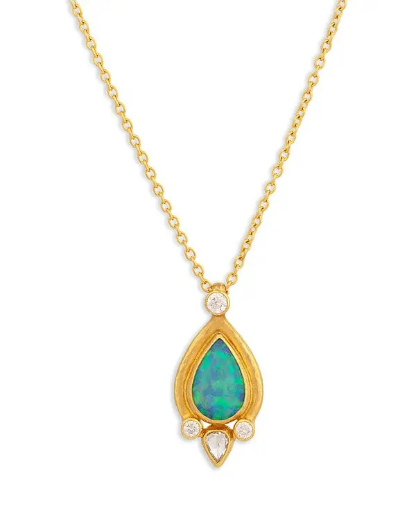 Gurhan 24k Yellow Gold Opal And Diamond Pendant Necklace - White/gold