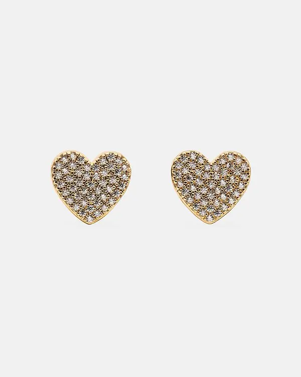 Kate Spade New York Yours Truly Pave Heart Stud Earrings - Clear/gold