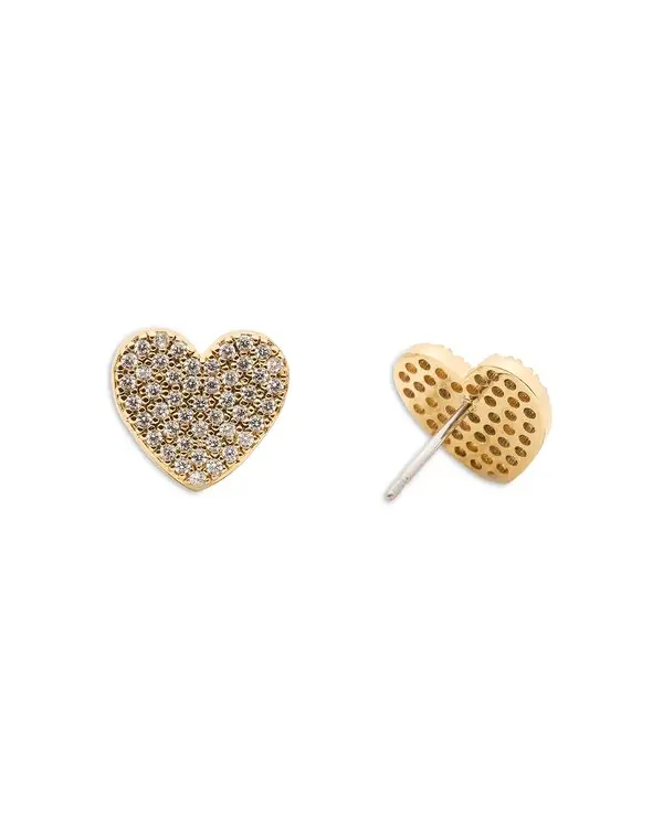 Kate Spade New York Yours Truly Pave Heart Stud Earrings - Clear/gold