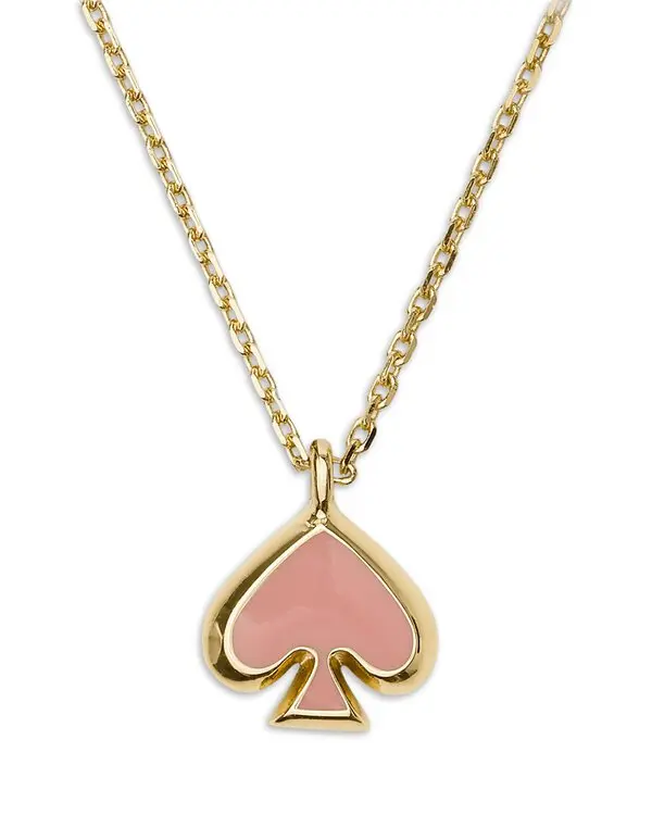 Kate Spade New York Spade Enamel Mini Pendant Necklace - Pink.