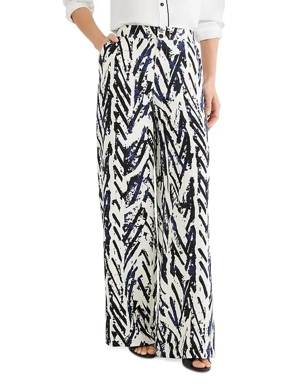 NIC+ZOE Crosshatch Wide-leg Pants - Indigo Multi