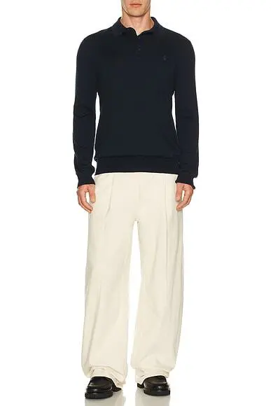 Polo Ralph Lauren Long Sleeve Merino Wool Button Placket Polo Sweater